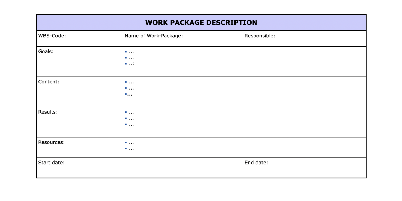 Work package - Work package description | dieprojektmanager
